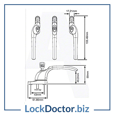 YALE YWHLCK40N Espag Inline Window Handle (GOLD) | Lock Doctor